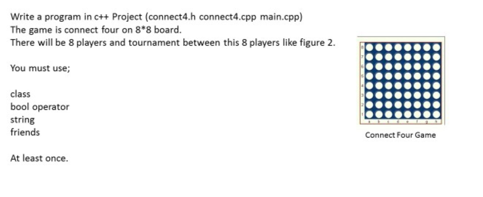 Solved Write a program in C++ Project (connect4.h | Chegg.com
