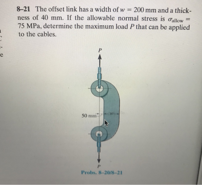 Solved 8-21 The offset link has a width of w = 200 mm and a | Chegg.com