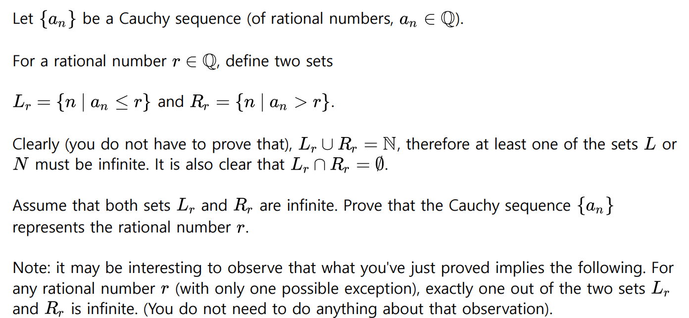 Solved Let {an} be a Cauchy sequence (of rational numbers, | Chegg.com