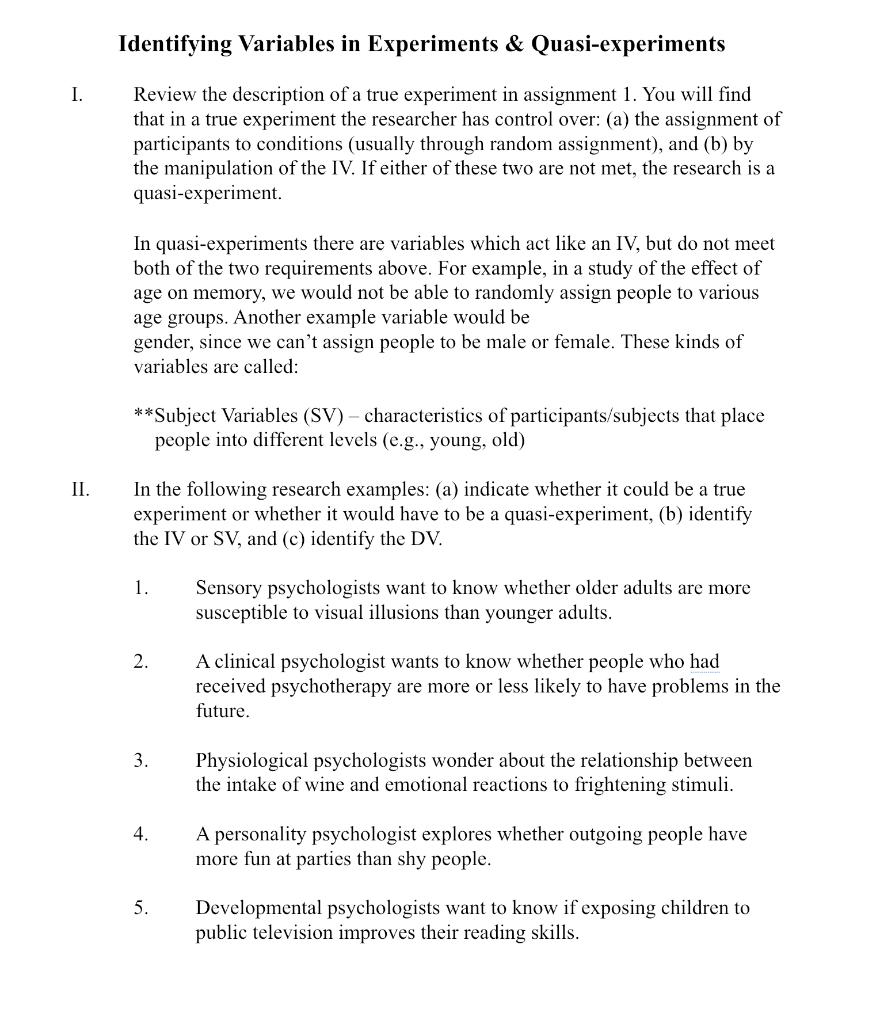 Identifying Variables in Experiments & | Chegg.com