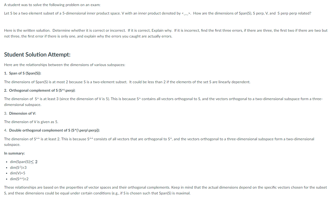 Solved A student was to solve the following problem on an | Chegg.com