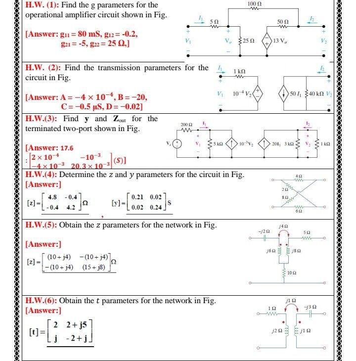 Solved H.W.(1): Find the g parameters for the operational | Chegg.com
