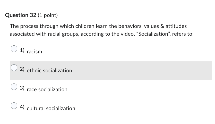 Question 32 (1 point) The process through which | Chegg.com