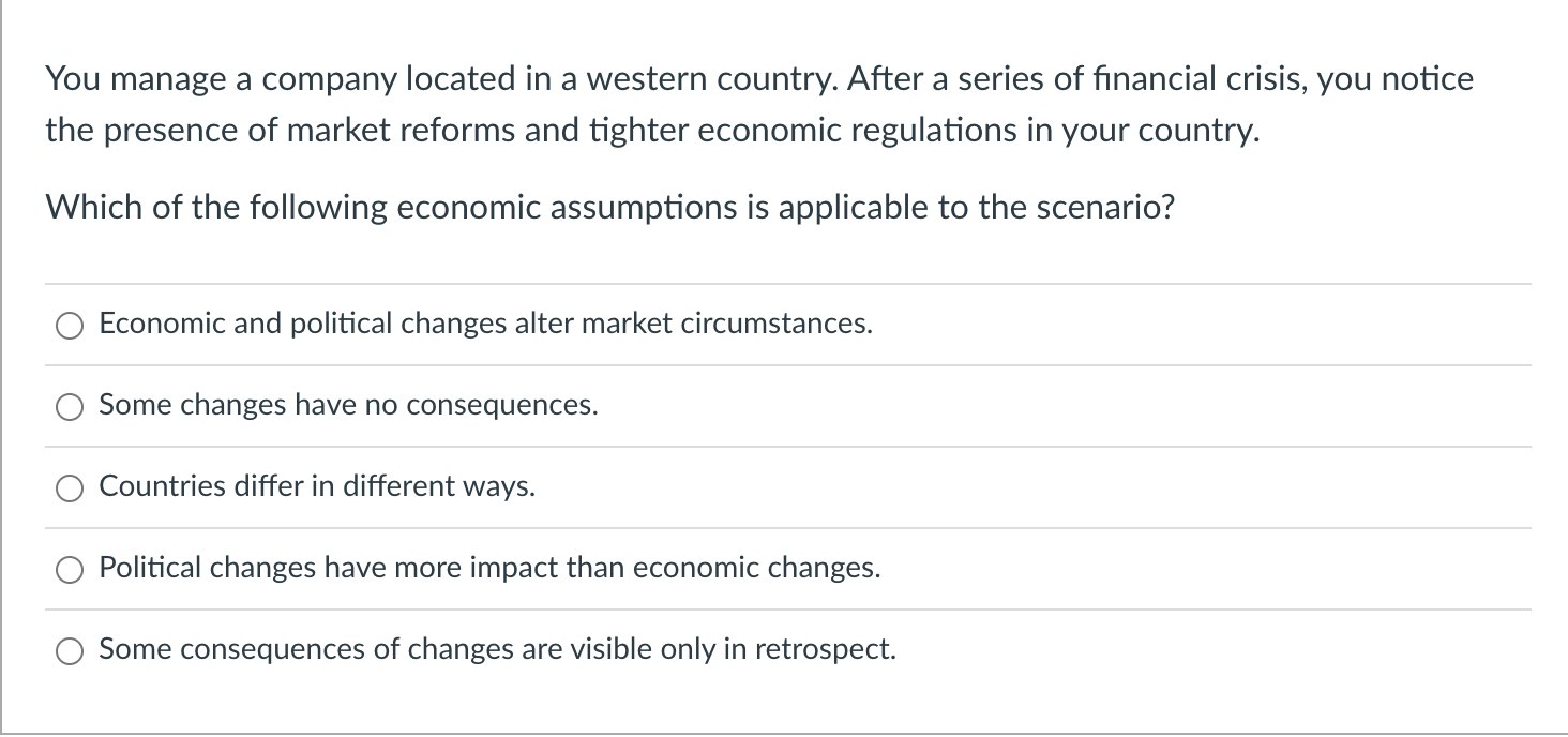 Solved You manage a company located in a western country. | Chegg.com