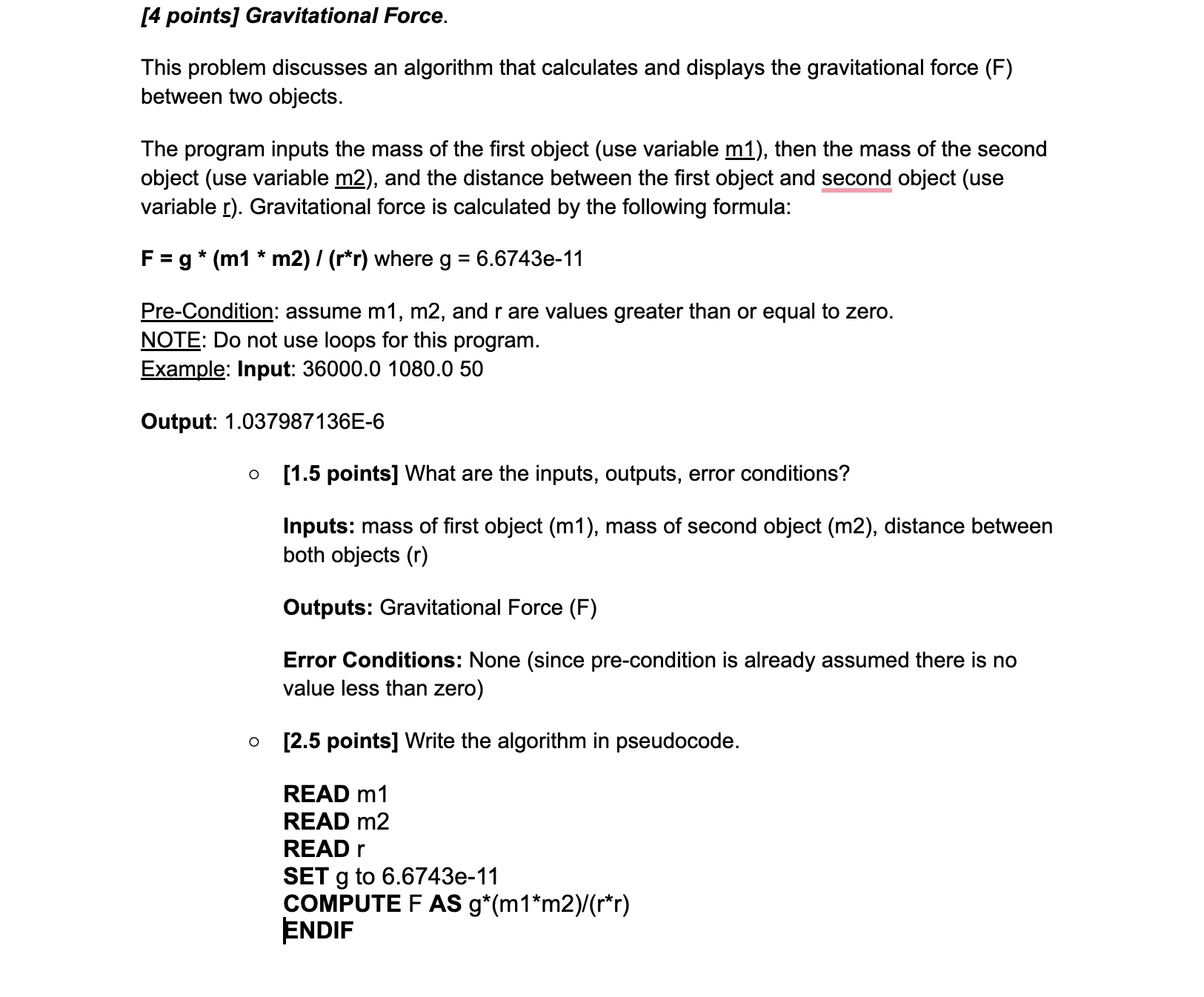 Solved Please use pseudo code for first problemFor second | Chegg.com