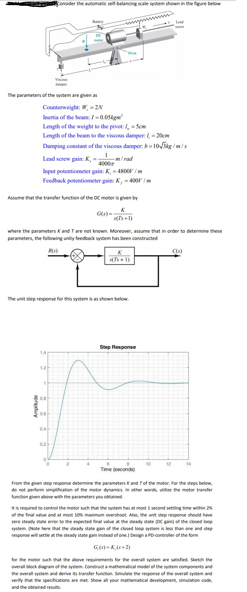 Solved Consider the automatic self-balancing scale system | Chegg.com
