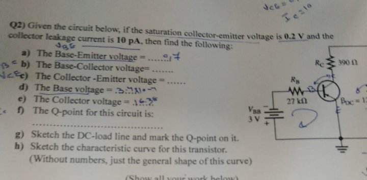 Q2) Given the circuit below, if the saturation | Chegg.com