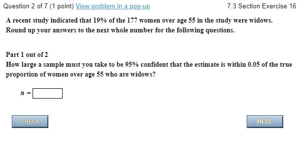 Solved Question 2 of 7 (1 point) View problem in a pop-up | Chegg.com