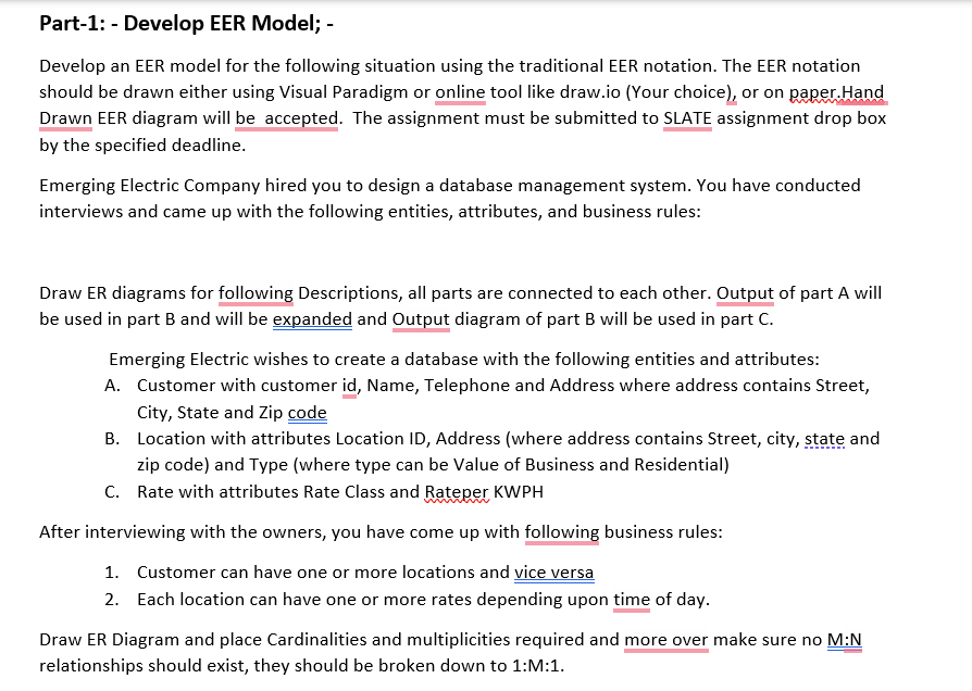 Solved Develop an EER model for the following situation | Chegg.com