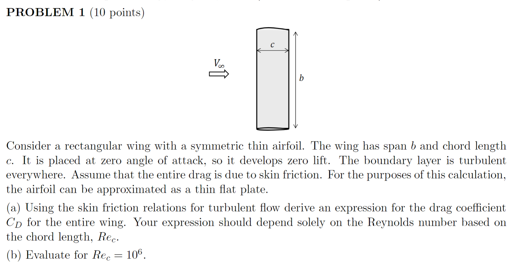 Solved PROBLEM 1 (10 points)Consider a rectangular wing | Chegg.com Solved PROBLEM 1 (10 points)Consider a rectangular wing | Chegg.com