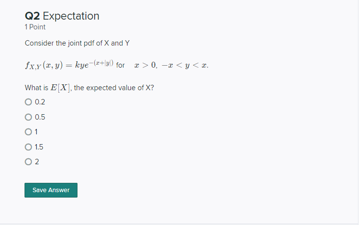 Solved Q2 Expectation 1 Point Consider the joint pdf of X | Chegg.com