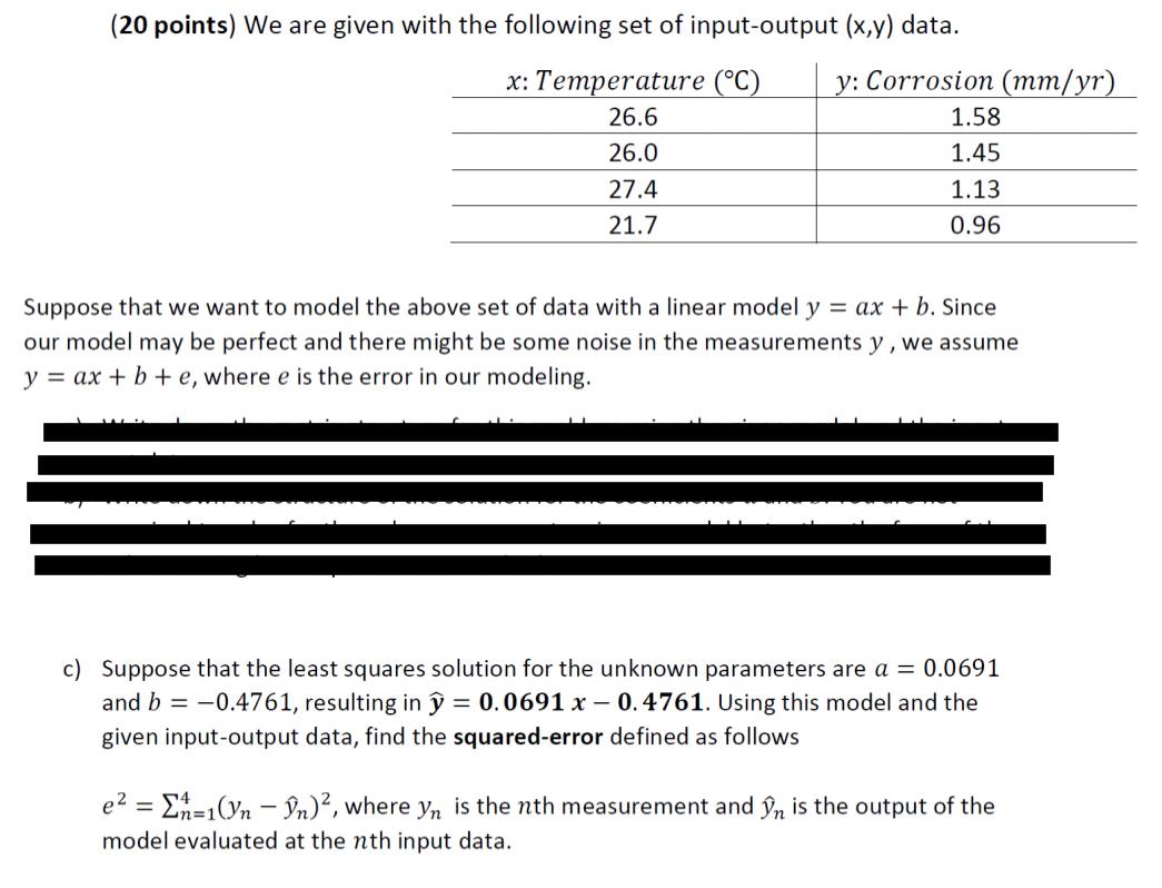 Solved 20 Points We Are Given With The Following Set Of Chegg