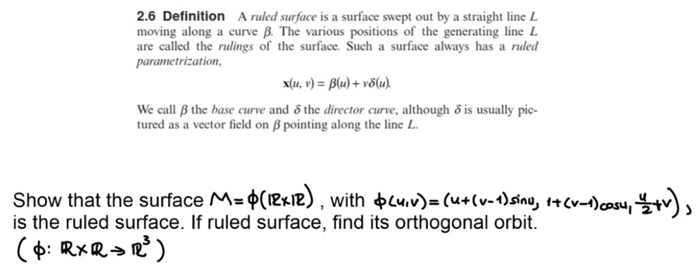 Solved 2.6 Definition A ruled surface is a surface swept out | Chegg.com