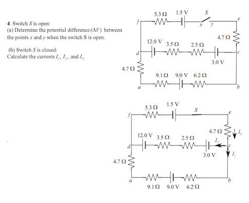 Solved Switch S ﻿is open:(a) ﻿Determine the potential | Chegg.com