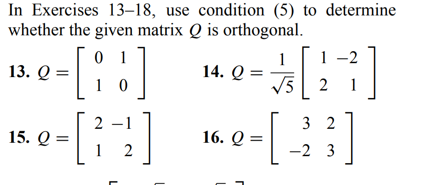Solved In Exercises 13-18, use condition (5) to determine | Chegg.com