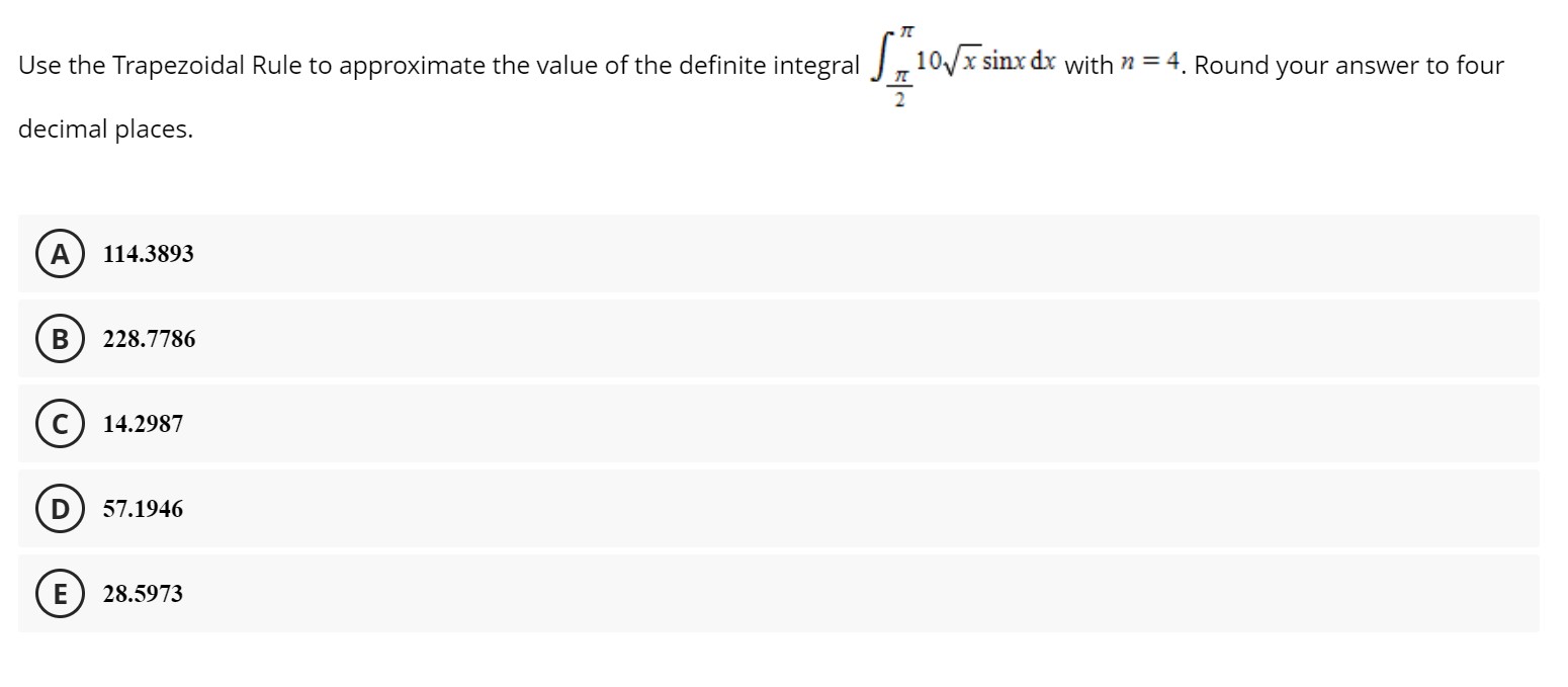 Solved Use the Trapezoidal Rule to approximate the value of | Chegg.com