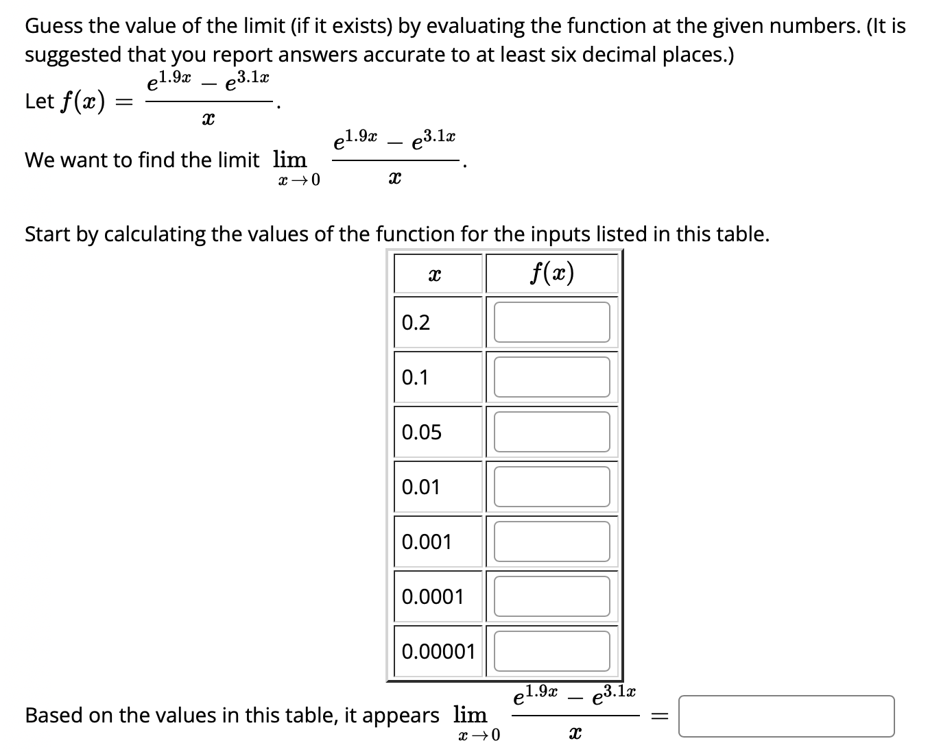 Solved Guess the value of the limit (if it exists) by | Chegg.com