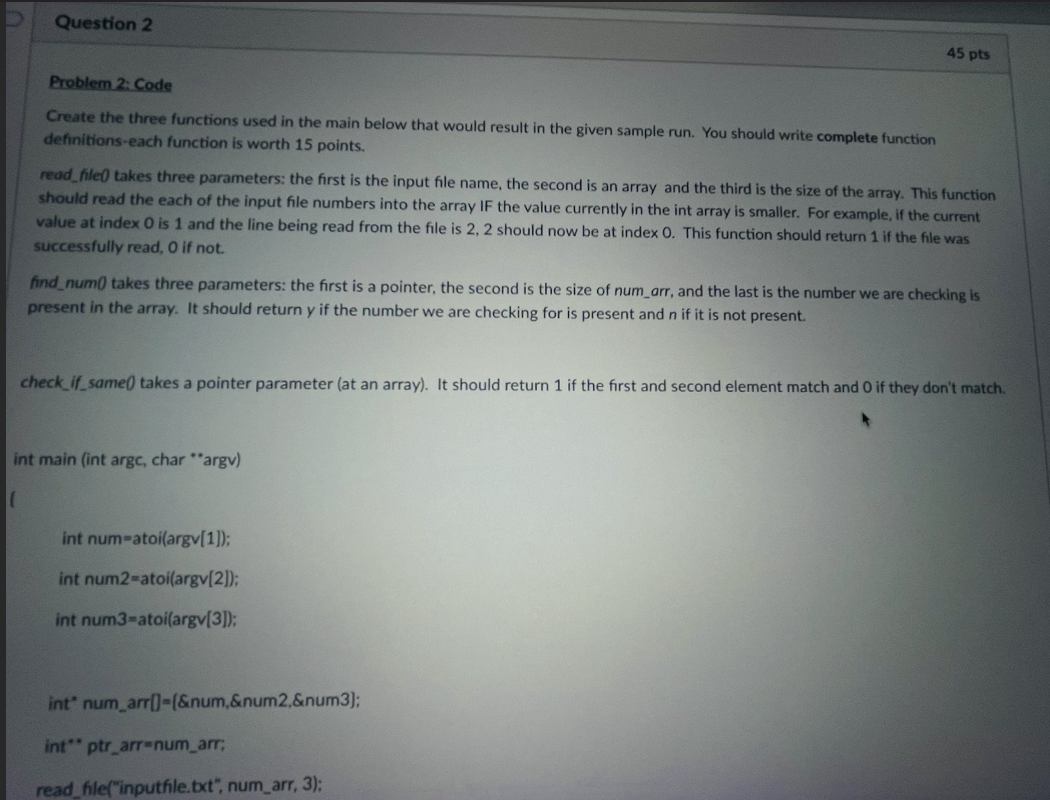 Solved Can anyone make me a c language program that exactly | Chegg.com