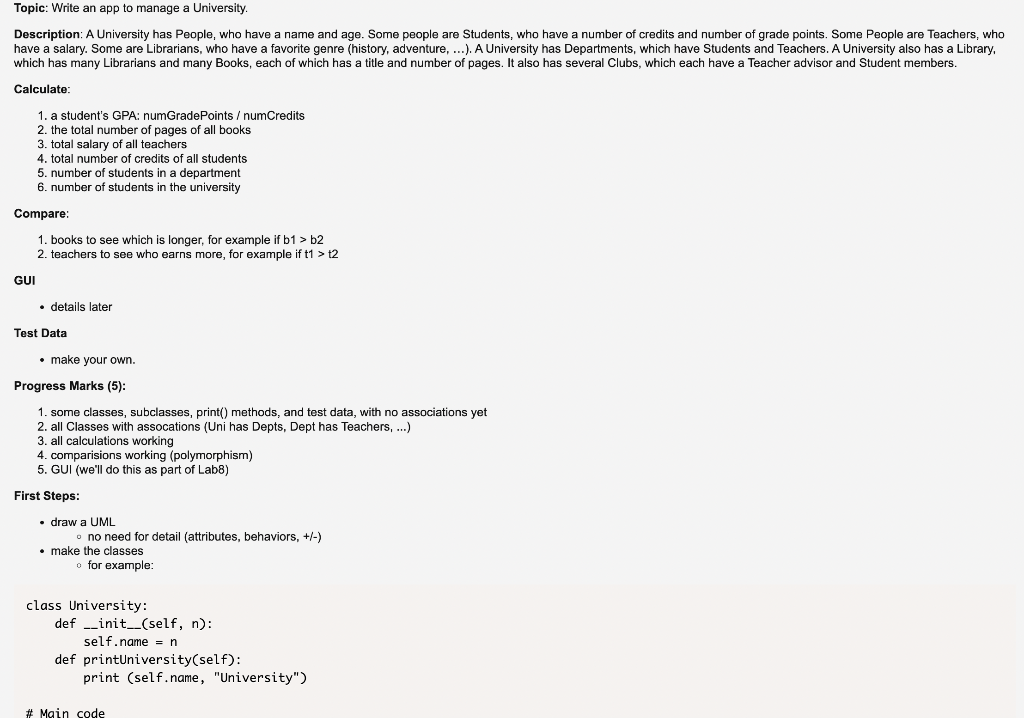 Solved Topic: Write an app to manage a University. | Chegg.com