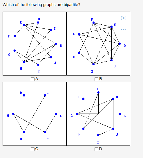 Solved Which of the following graphs are bipartite? | Chegg.com