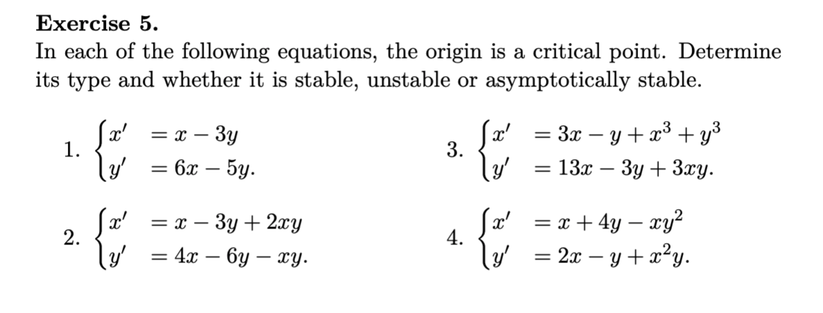 Solved Exercise 5. In each of the following equations, the | Chegg.com