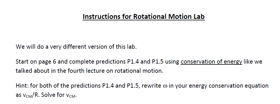 Solved Instructions for Rotational Motion Lab We will do a | Chegg.com