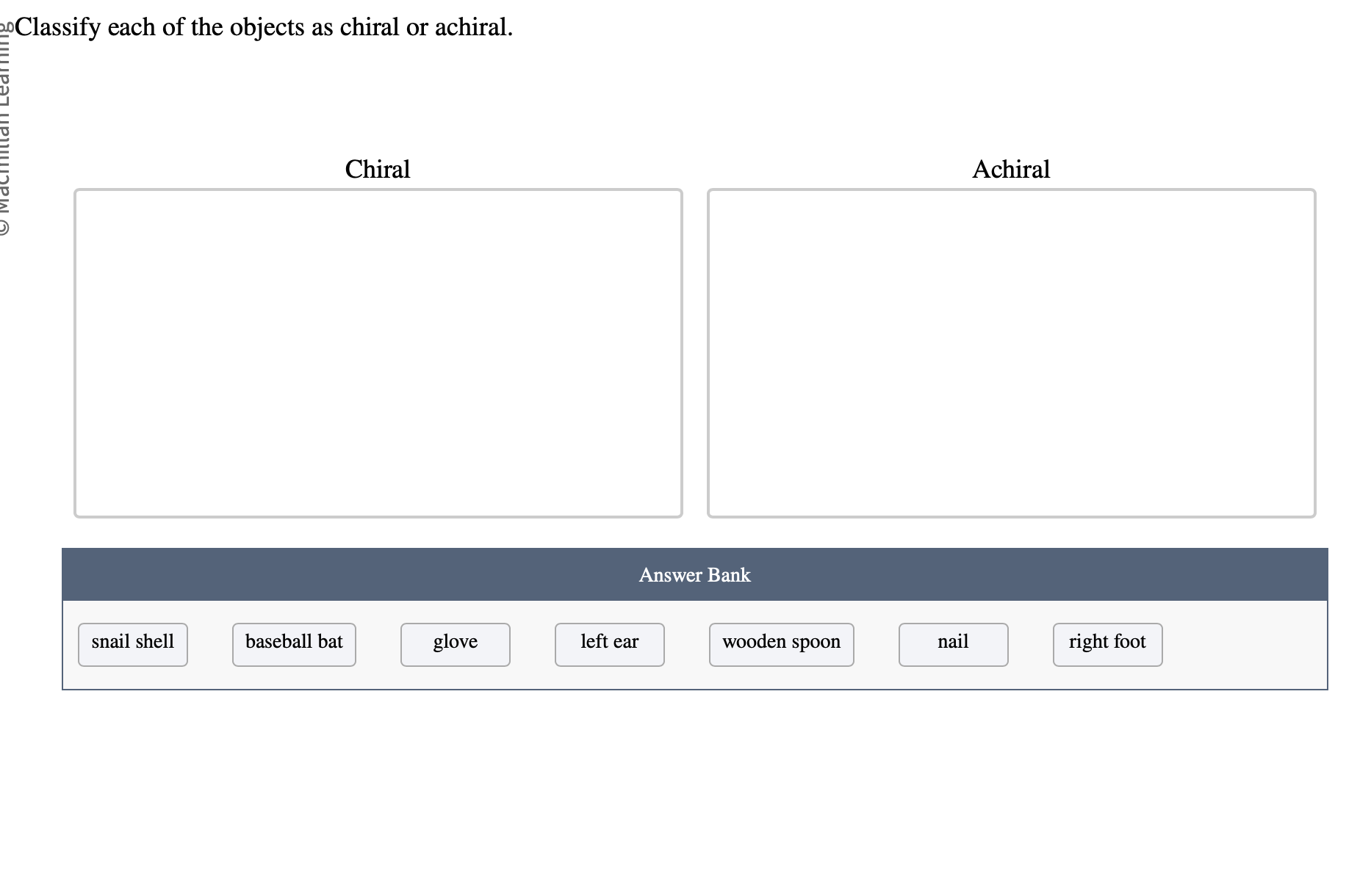 Solved ?20 ﻿Classify each of ﻿the objects as ﻿chiral or | Chegg.com