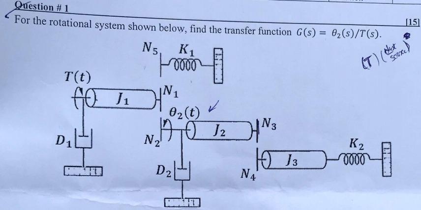 Solved Question #1 For the rotational system shown below, | Chegg.com