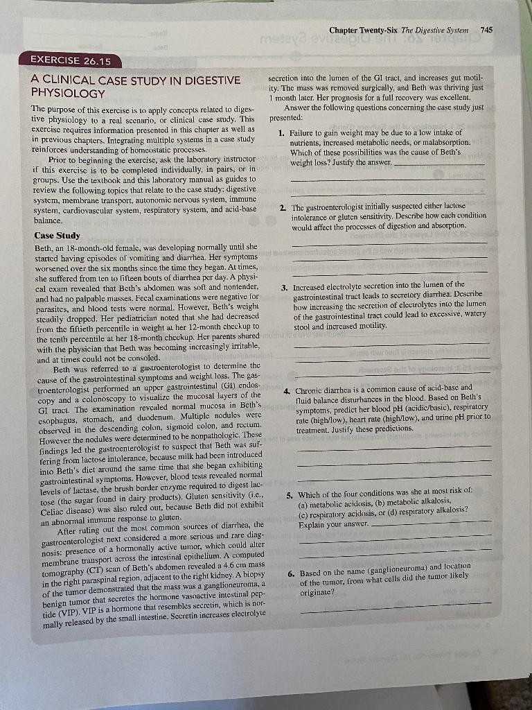 Solved Chapter Twenty-Six The Digestive System 745 metaja | Chegg.com