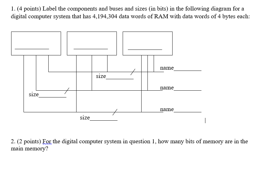 1. (4 points) Label the components and buses and | Chegg.com