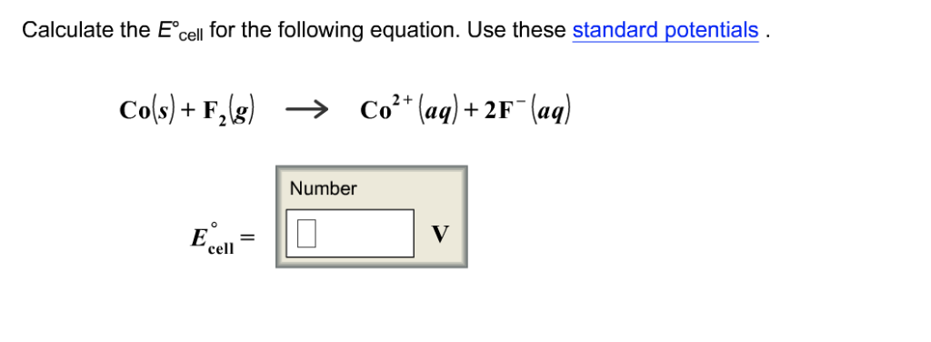 Solved Calculate the E cell for the following equation. Use | Chegg.com