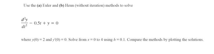Solved Use the (a) Euler and (b) Heun (without iteration) | Chegg.com