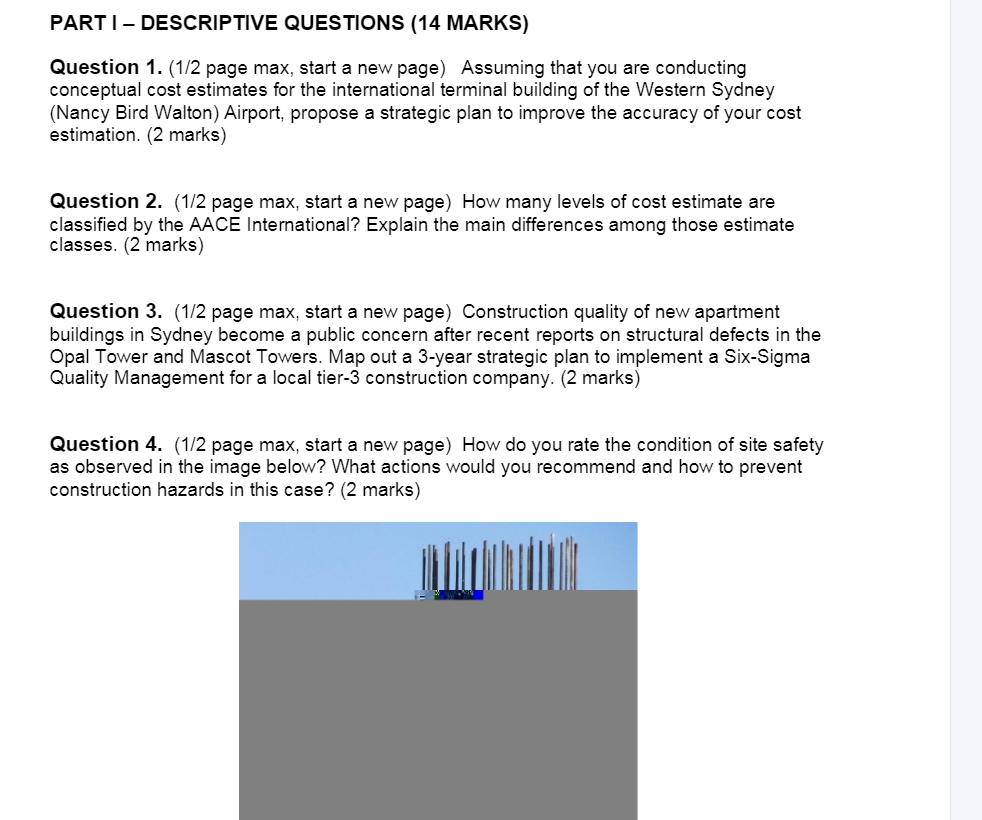 Solved PART I - DESCRIPTIVE QUESTIONS (14 MARKS) Question 1. | Chegg.com