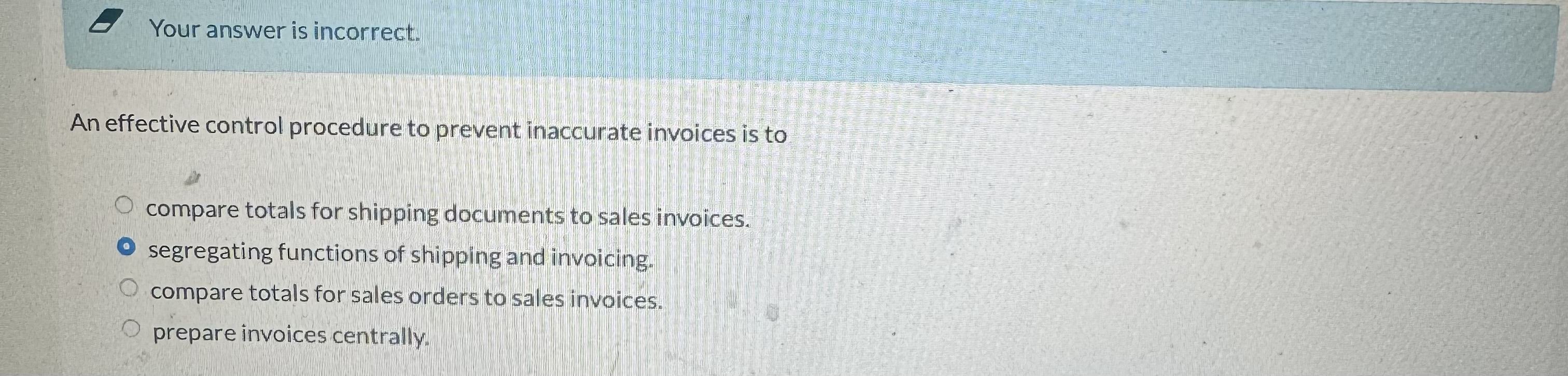 Solved An effective control procedure to prevent inaccurate | Chegg.com