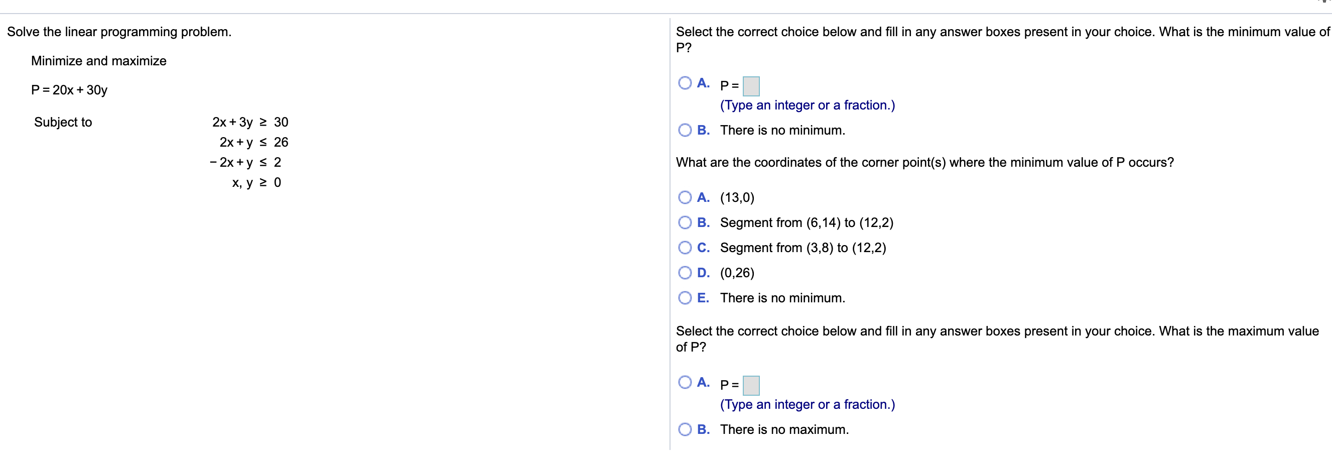 Solved Solve the linear programming problem. Select the | Chegg.com