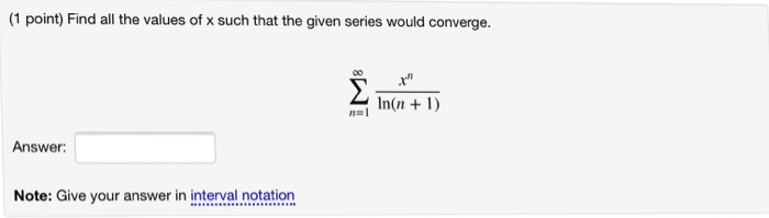 Solved (1 point) Find all the values of x such that the | Chegg.com