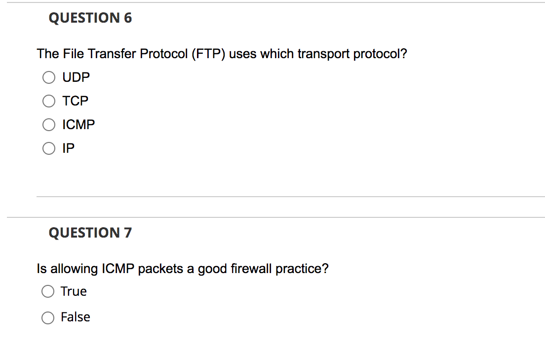 Solved QUESTION 6 The File Transfer Protocol (FTP) uses | Chegg.com