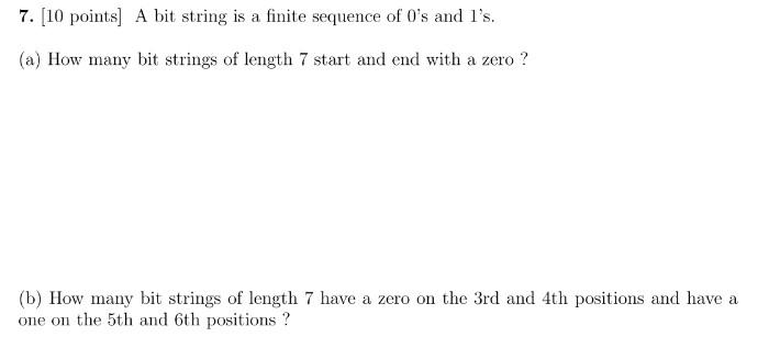 Solved 7 10 Points A Bit String Is A Finite Sequence Of 3175