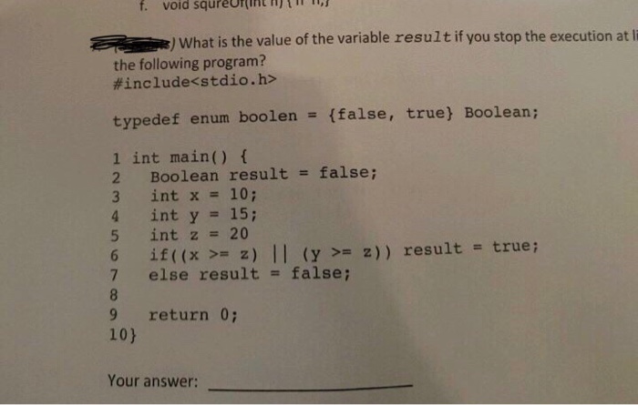 Solved ie) What is the value of the variable result if you | Chegg.com