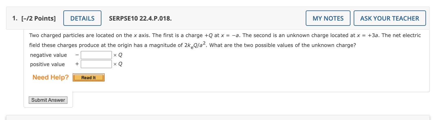 Solved Two charged particles are located on the \\( x \\) | Chegg.com