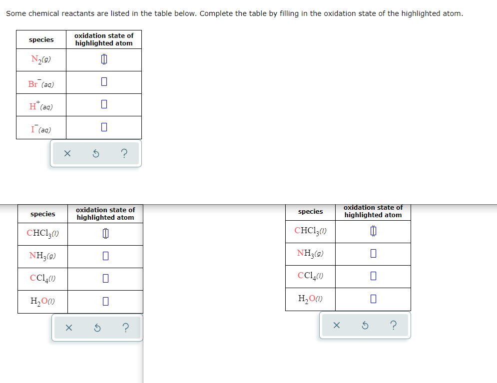Solved Some chemical reactants are listed in the table | Chegg.com
