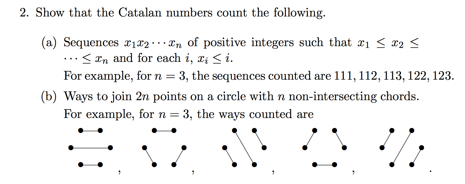 Solved Show that the Catalan numbers count the following. | Chegg.com