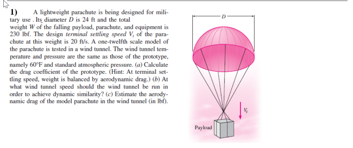 Solved D 1) A lightweight parachute is being designed for | Chegg.com