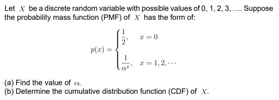 Solved Let X be a discrete random variable with possible | Chegg.com