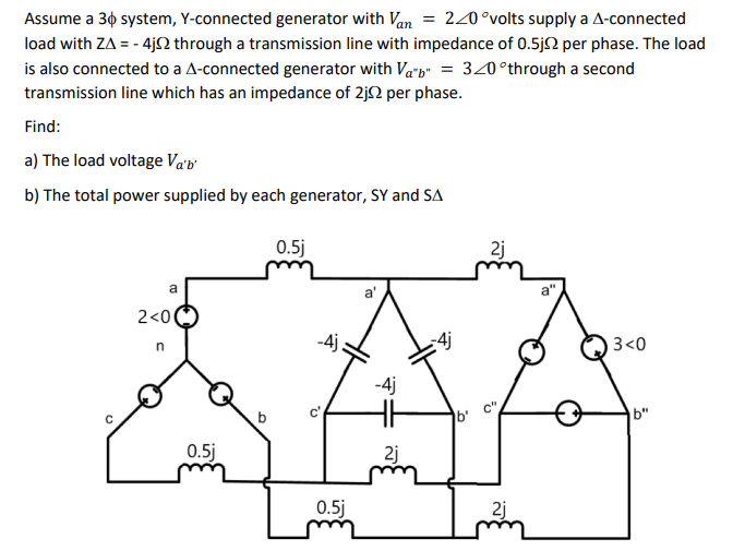 Solved Assume a 3ϕ system, Y-connected generator with | Chegg.com