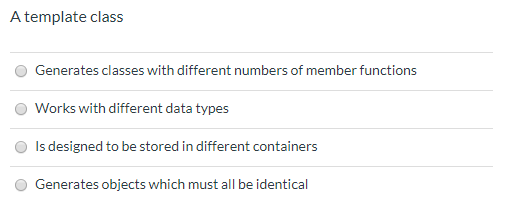 Solved A template class Generates classes with different | Chegg.com