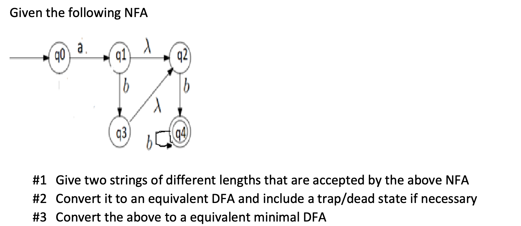 Solved Given the following NFA a 90 91 92 6 16 93 94 #1 Give | Chegg.com