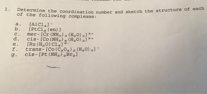 Solved 1. Determine the coordination an of the following | Chegg.com