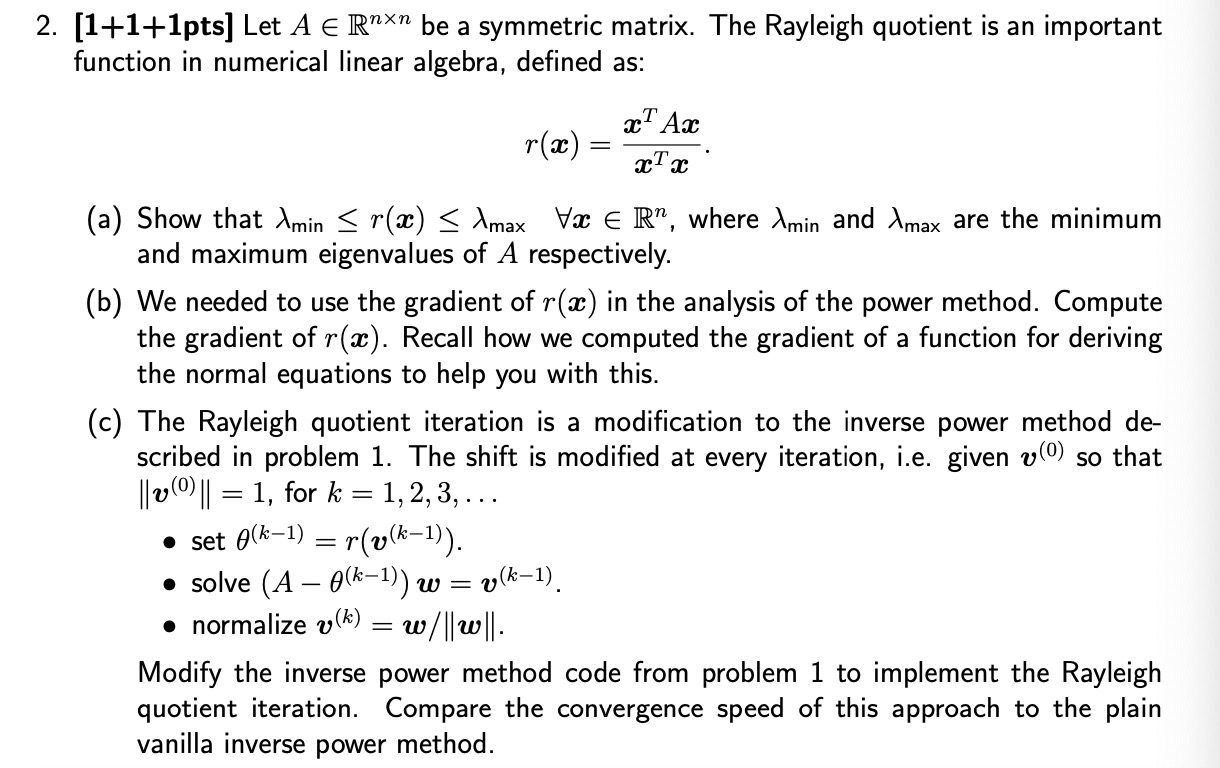 2. [1+1+1pts] Let A e Rnxn be a symmetric matrix. The | Chegg.com