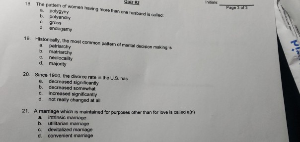 Solved Initials Page 3 of3 The patten of women having more | Chegg.com